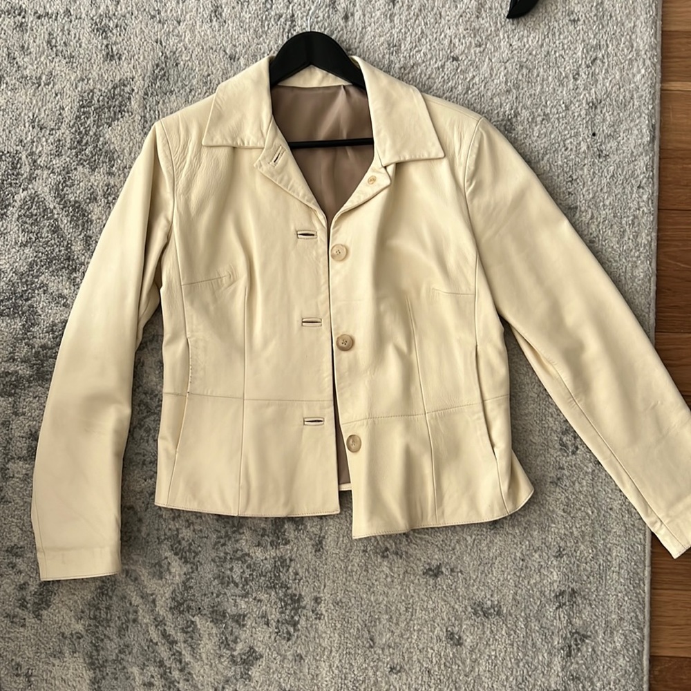Vintage Cream Leather Jacket - Gem